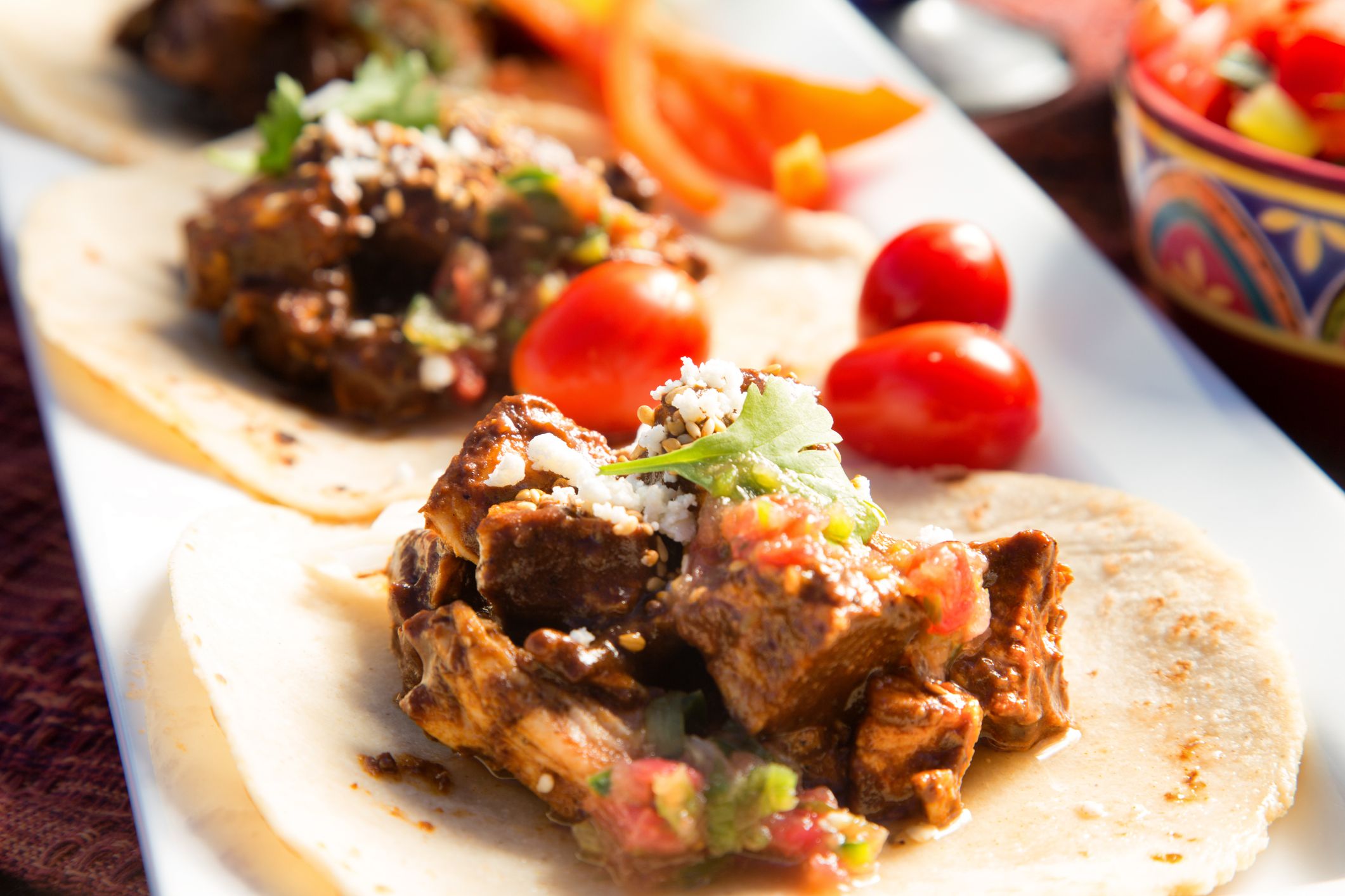 Slow Cooker Chicken Mole Tacos - Sonora Tortillas